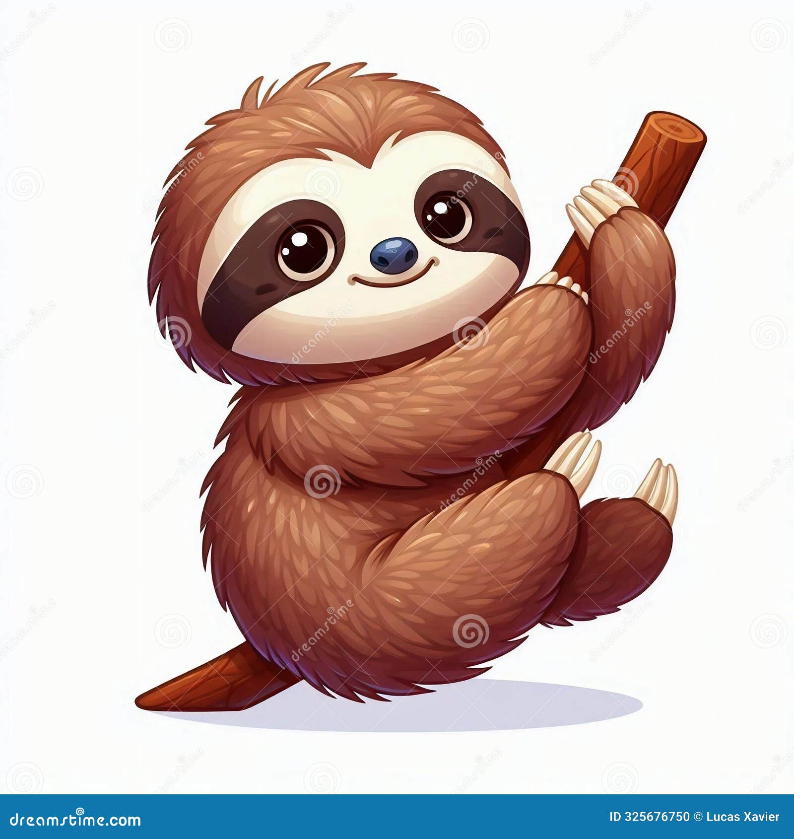 Cartoon sloth stock illustration. Illustration of winsome - 325676750