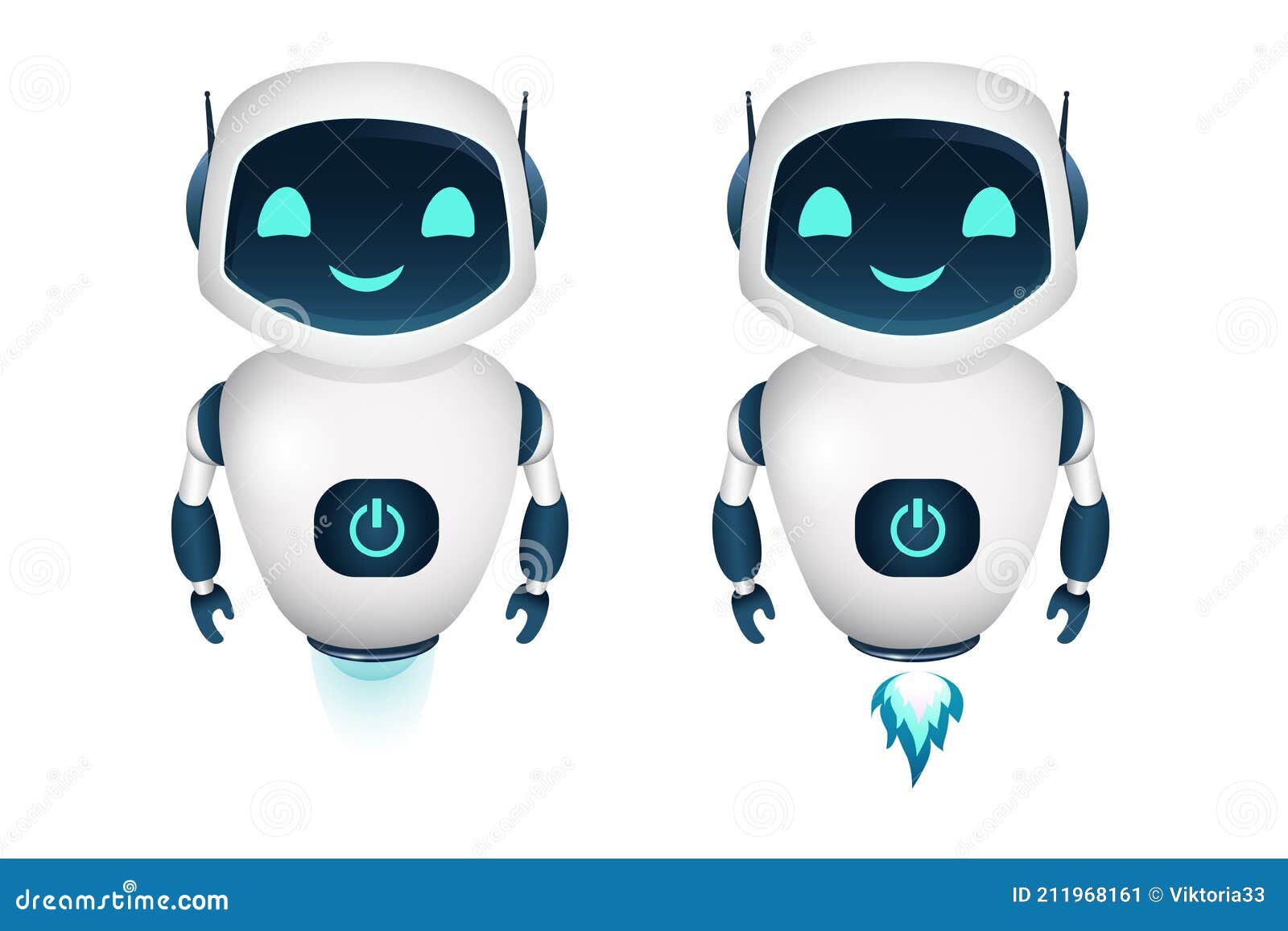 Cute Happy Cartoon Smiling Set Robots. Vector Illustration Isolated ...
