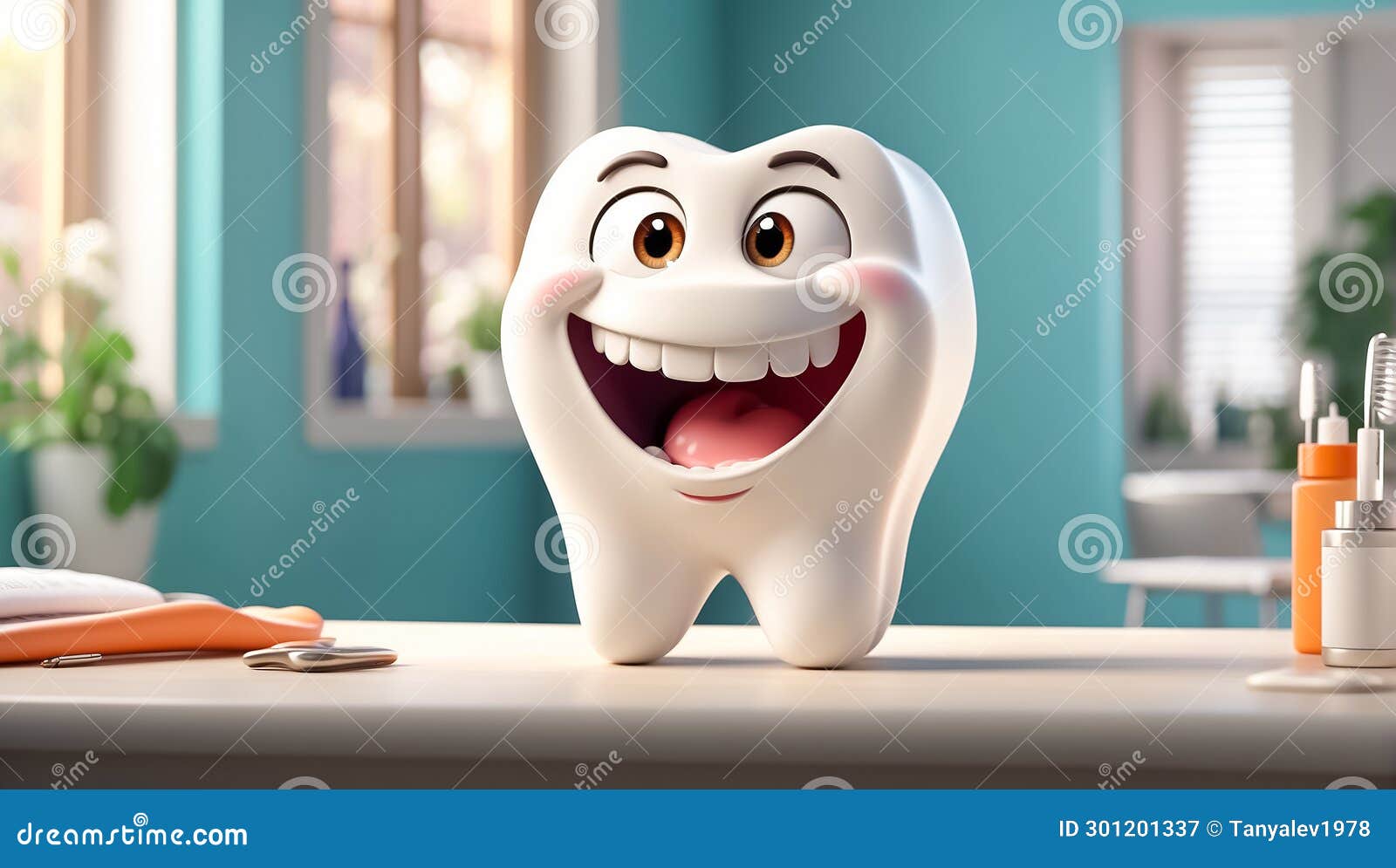 Cute happy cartoon tooth stock illustration. Illustration of hygiene ...
