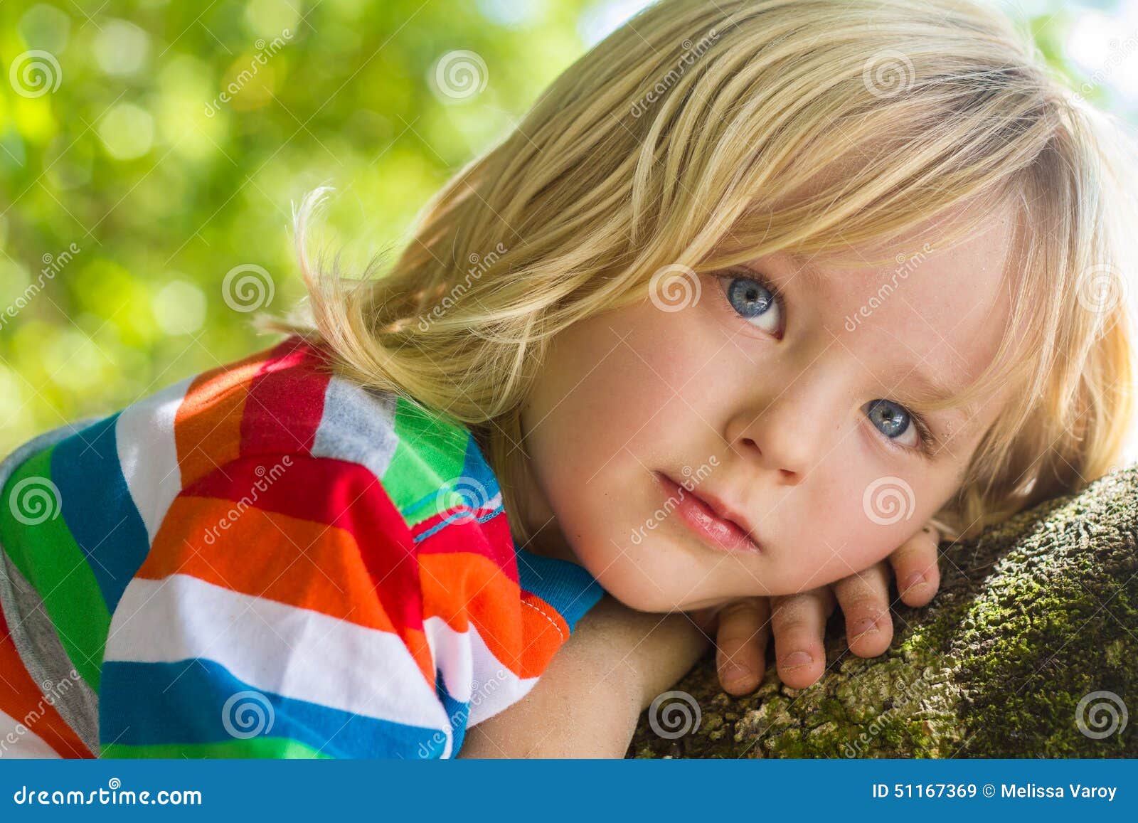 Cute, Happy Child Relaxing Deep in Thought Outdoors Stock Image - Image ...