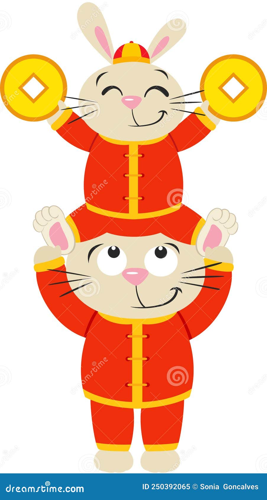 Cute Happy Chinese Zodiac Rabbits Stock Vector - Illustration of child ...