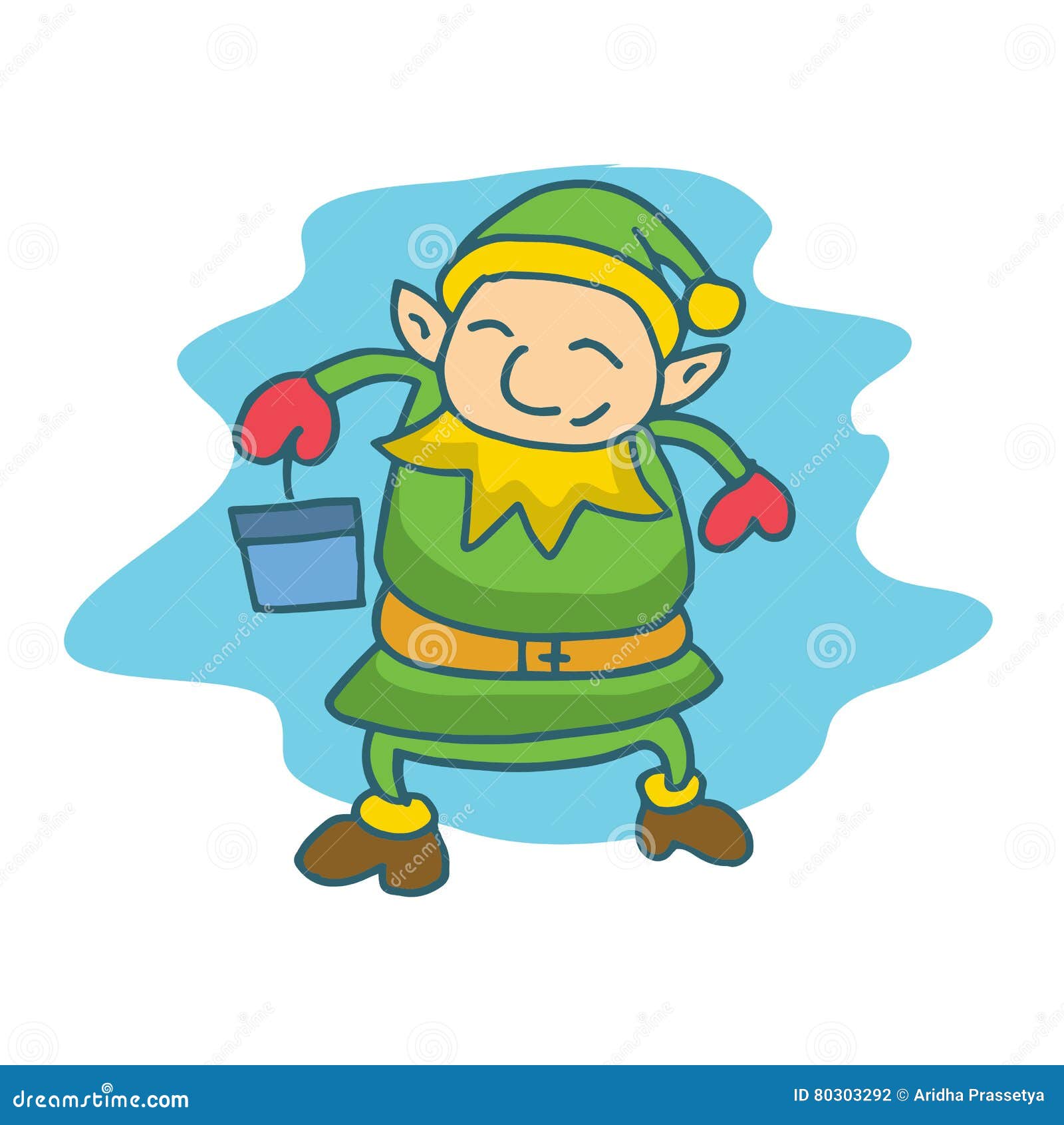 Cute and Happy Christmas Elf Cartoon Stock Vector - Illustration of ...