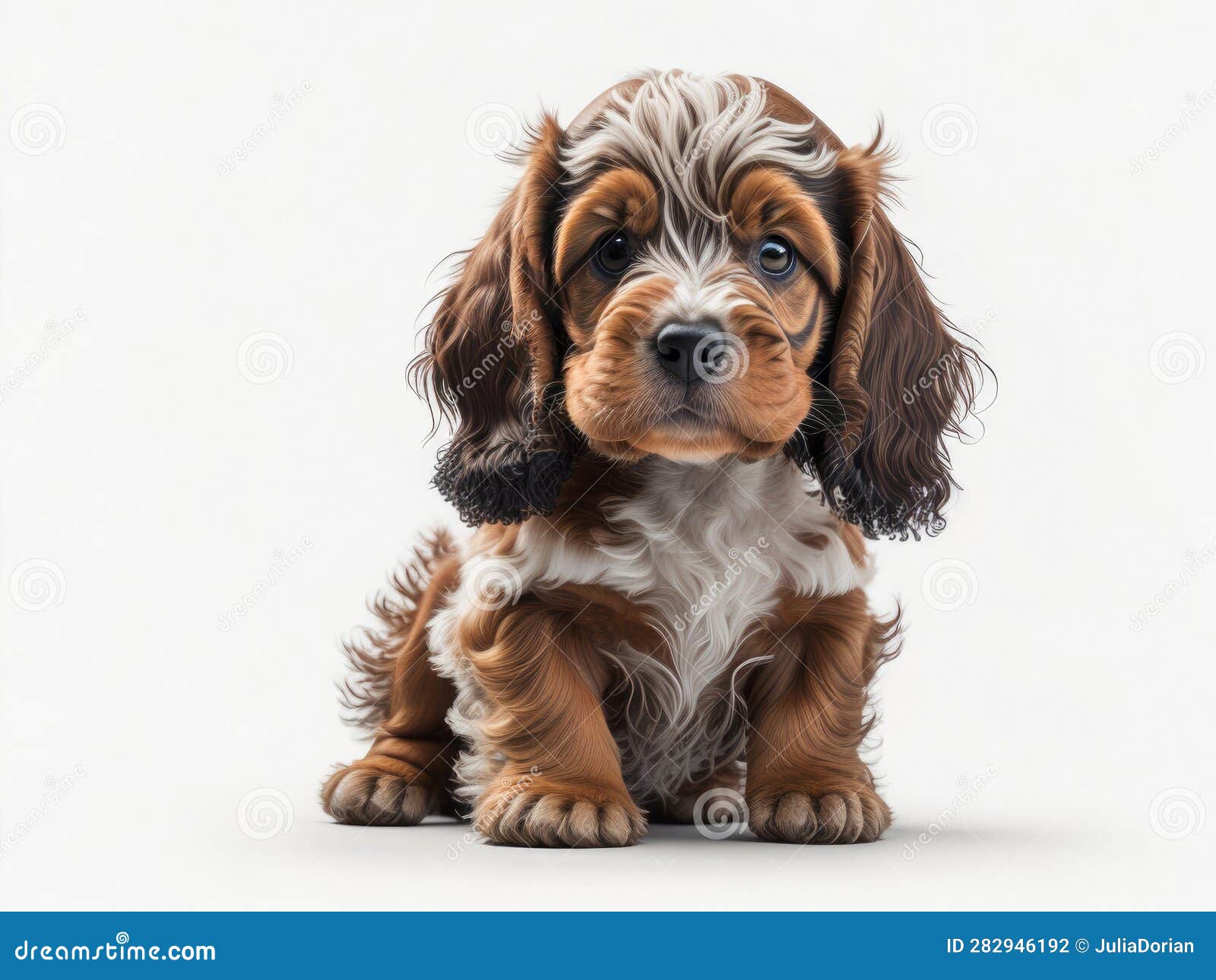 Cute Happy Cocker Spaniel Puppy on White Background. Generative Ai ...