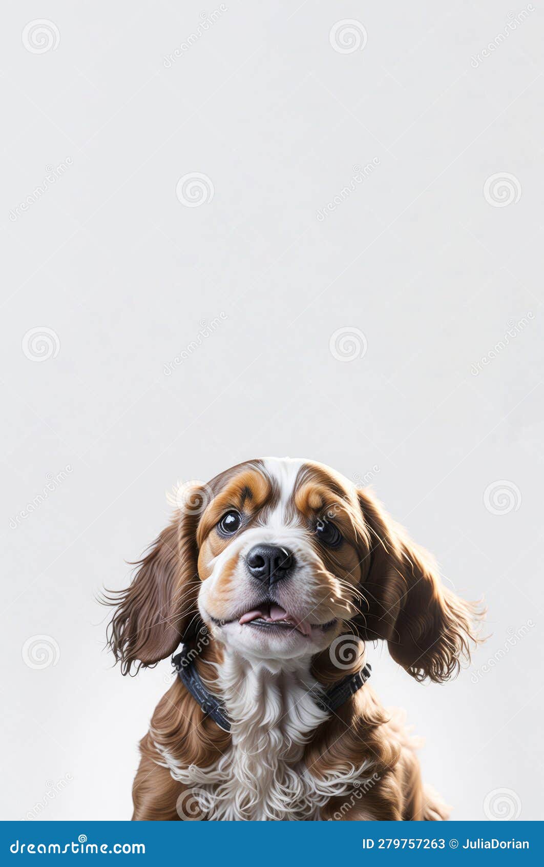 Cute Happy Cocker Spaniel Puppy on White Background. Vertical Stock ...