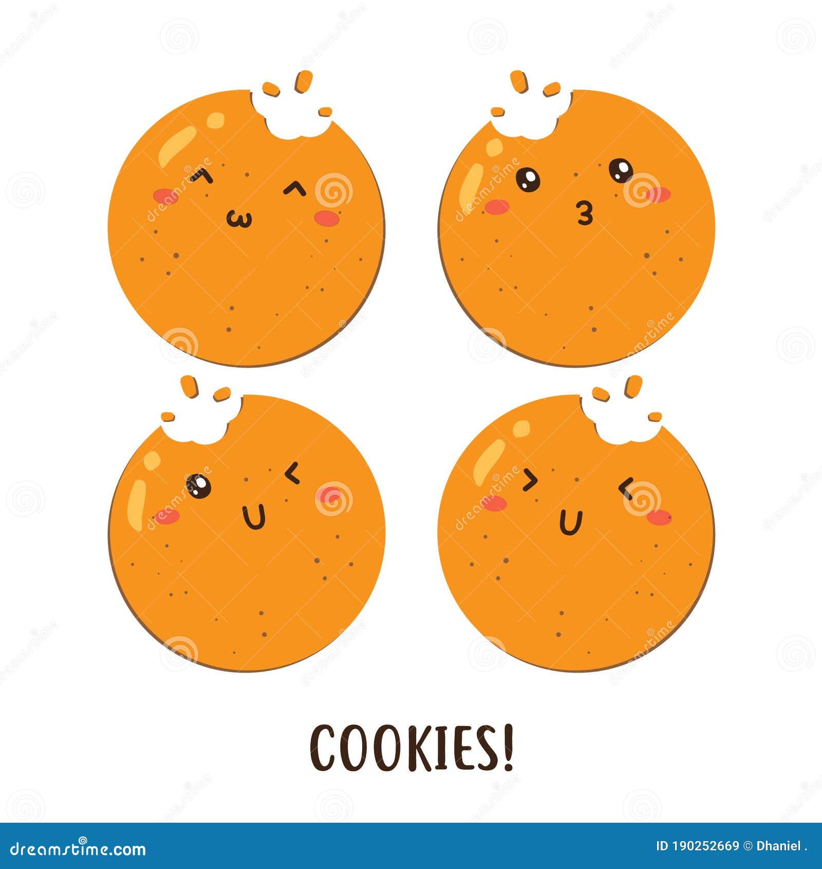 Cute Happy Cookies Vector Design Stock Illustration - Illustration of ...