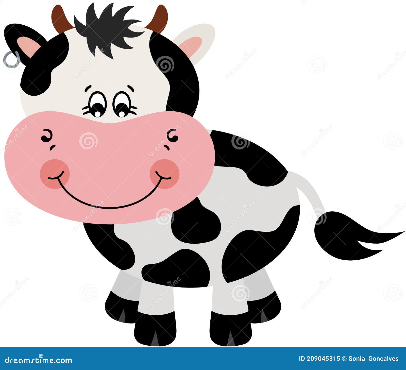 Cute Happy Cow Isolated on White Stock Vector - Illustration of bird ...