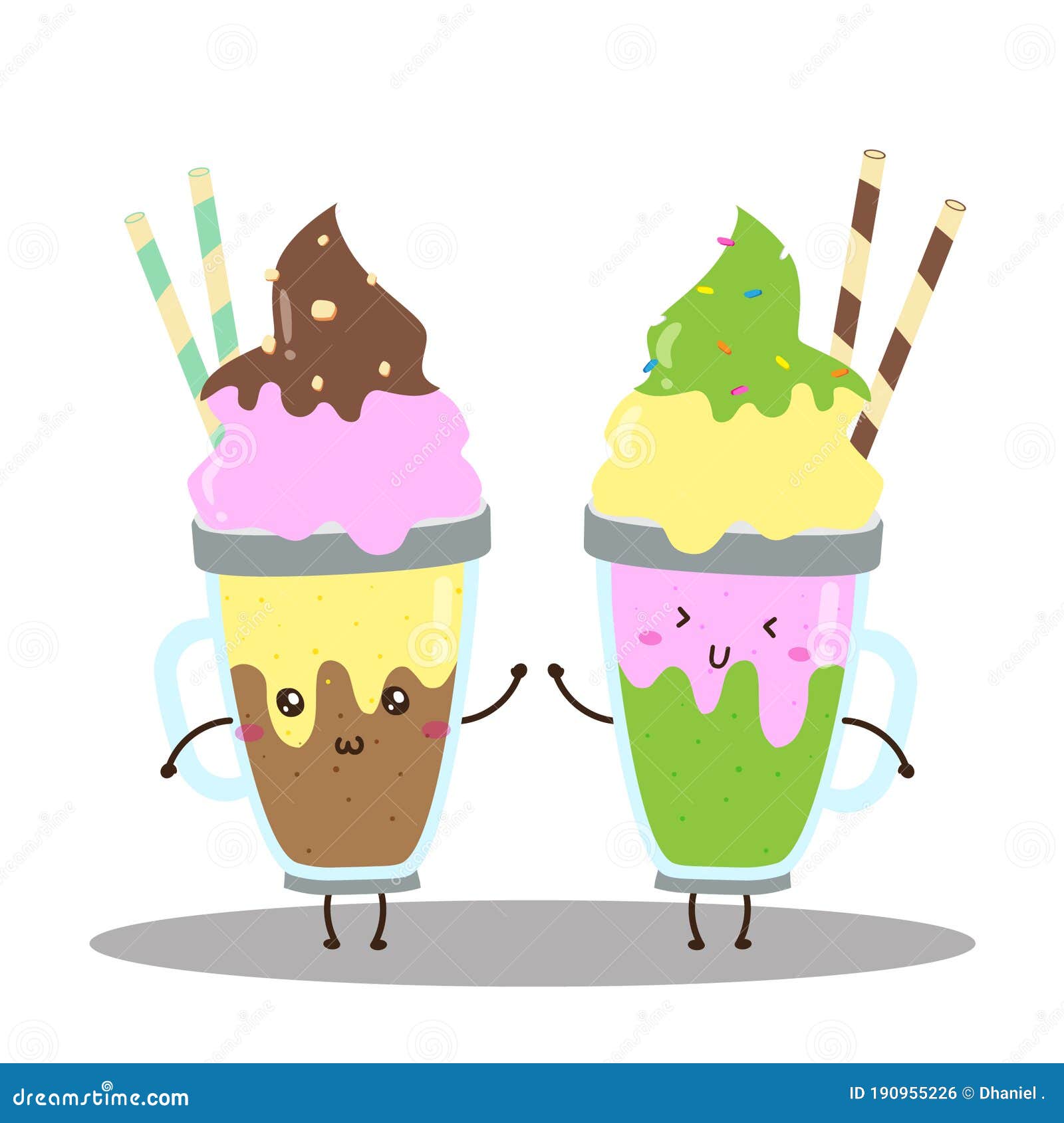 Cute Happy Cream Float Drinks Vector Design Stock Illustration ...