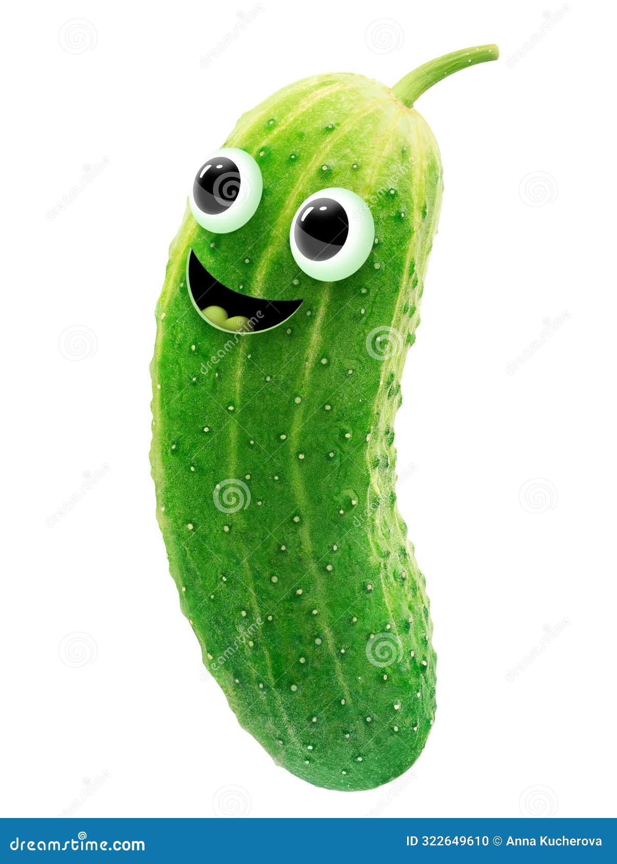 Cucumber Character With Funny Face. Happy Cute Cartoon Emoji Set ...