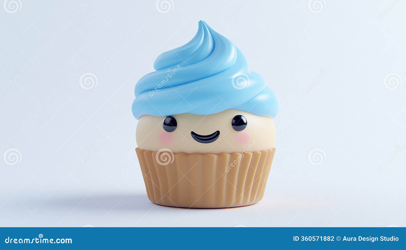 Cute Happy Cupcake Character 3d Render Design Stock Illustration ...