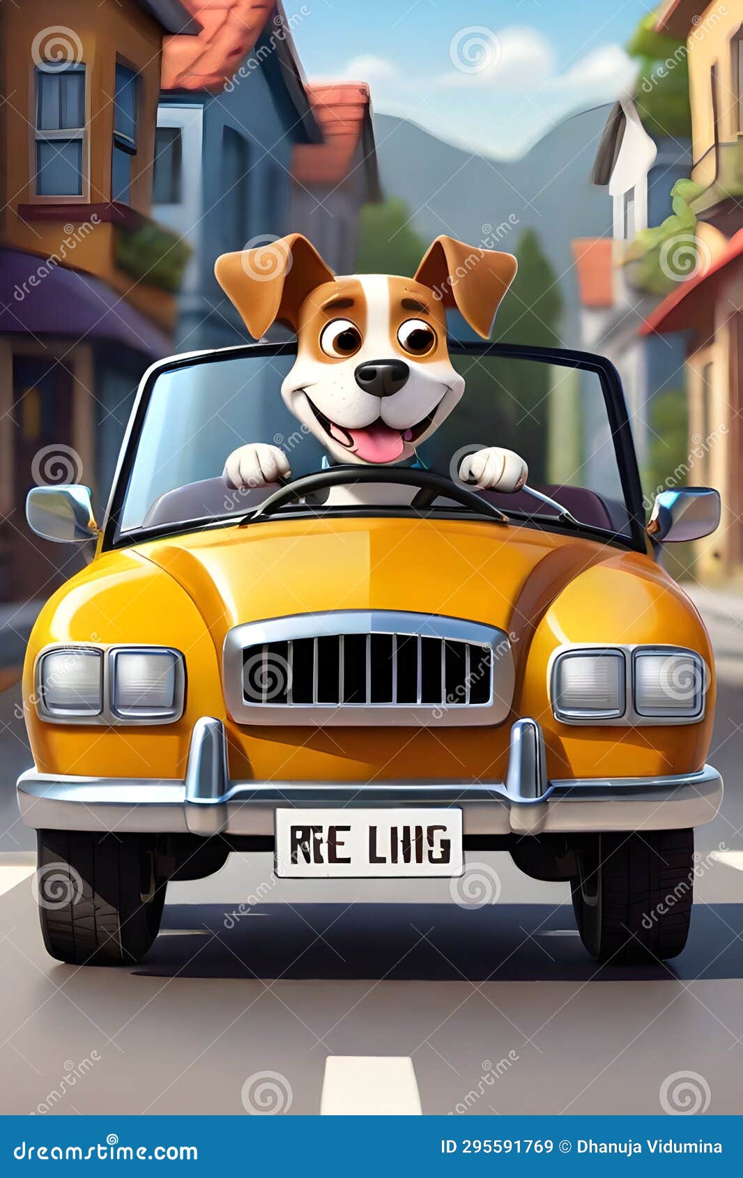 Cute Happy Dog Riding Car Having Fun Stock Image - Image of tongue ...