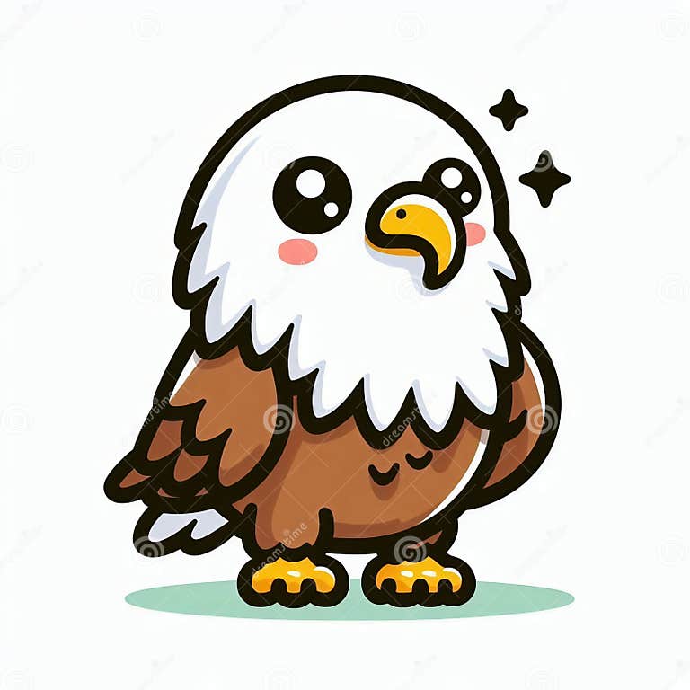 Kawaii eagle art stock illustration. Illustration of pastel - 326648022