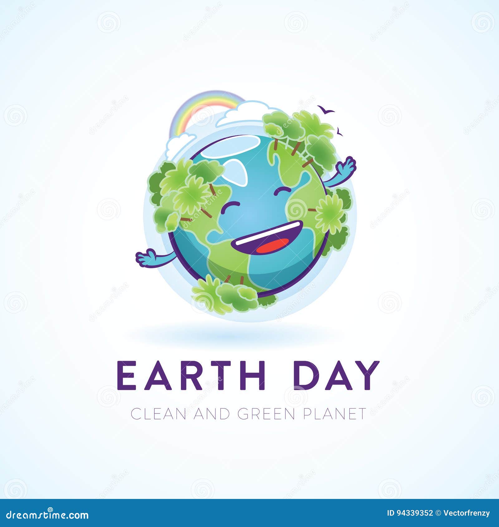 Cute Happy Earth Character for an Environmental Cause Stock Vector ...