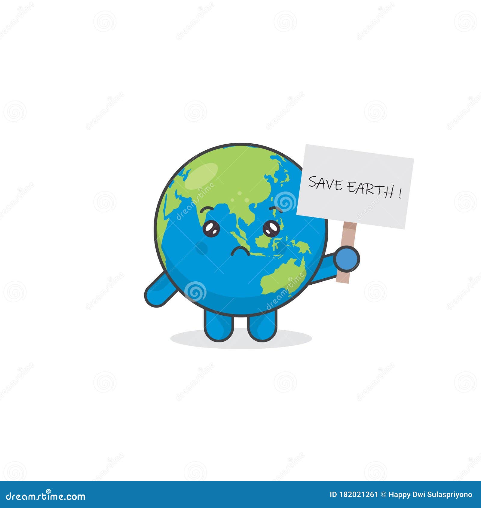 Cute Earth Characters Hold the Boards Stock Vector - Illustration of ...