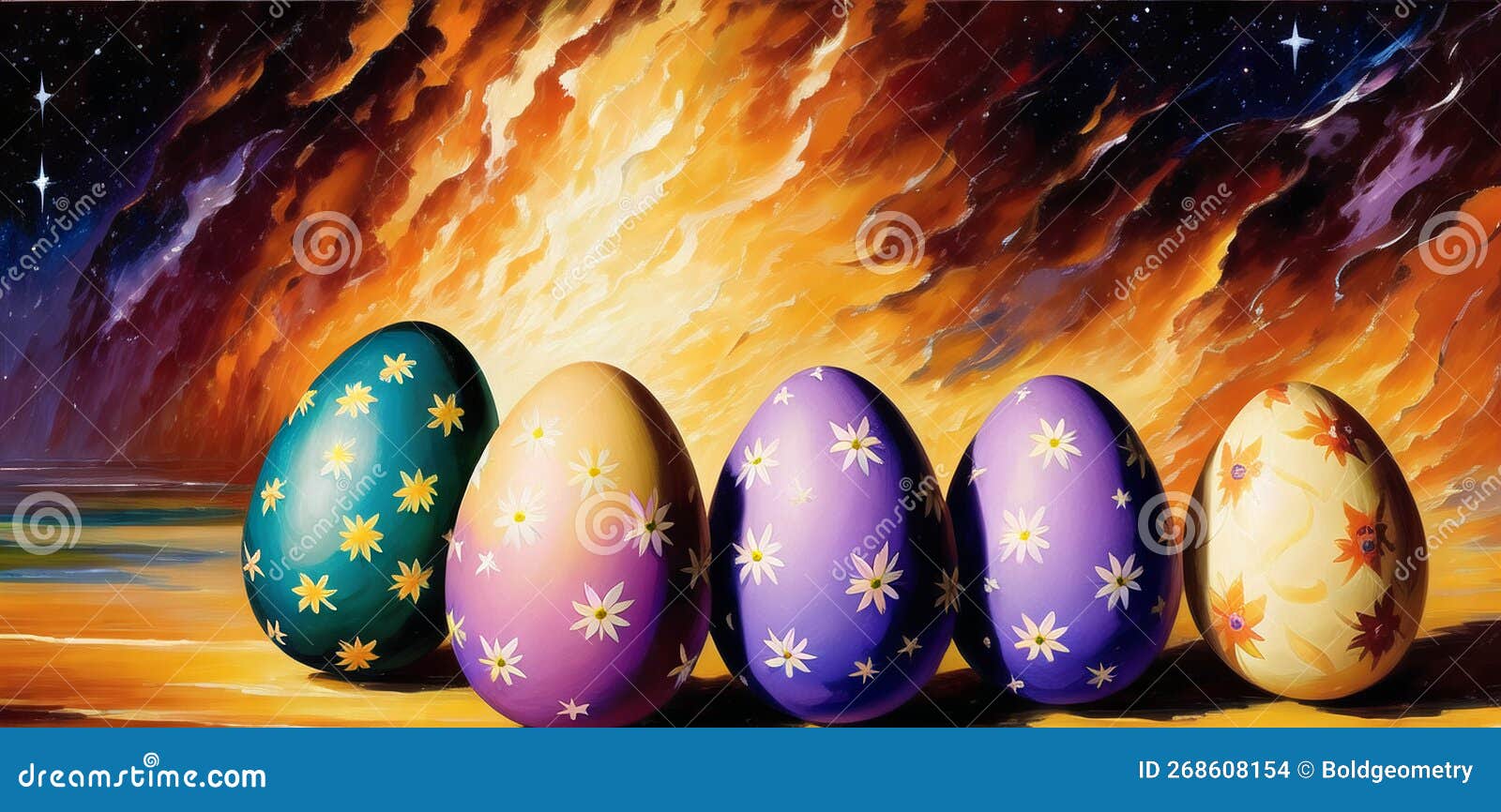 Happy Easter Festive Background Poster with Colorful Painted Easter ...