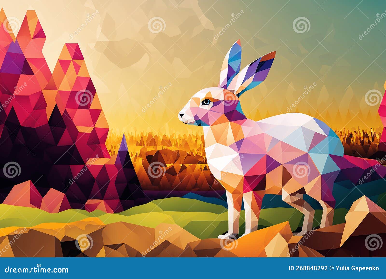 Cute Happy Easter in Cubism Style. Illustration Generative AI Stock ...