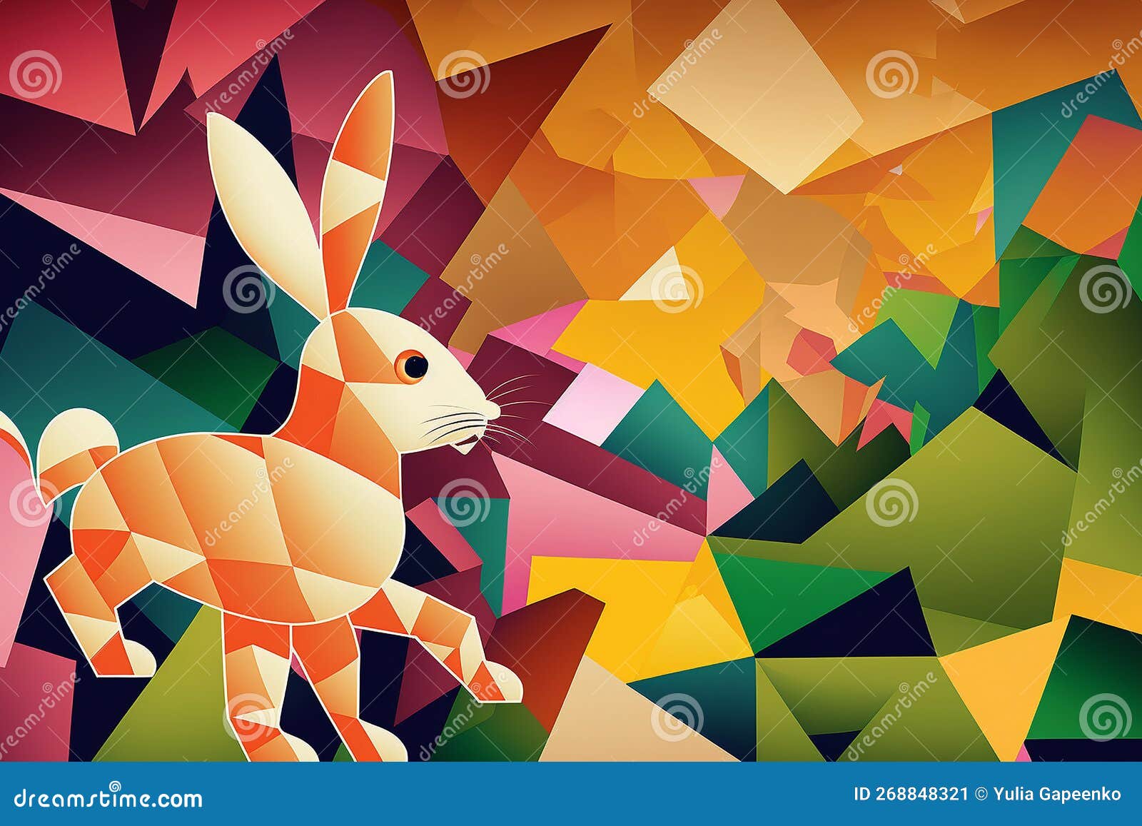 Cute Happy Easter in Cubism Style. Illustration Generative AI Stock ...