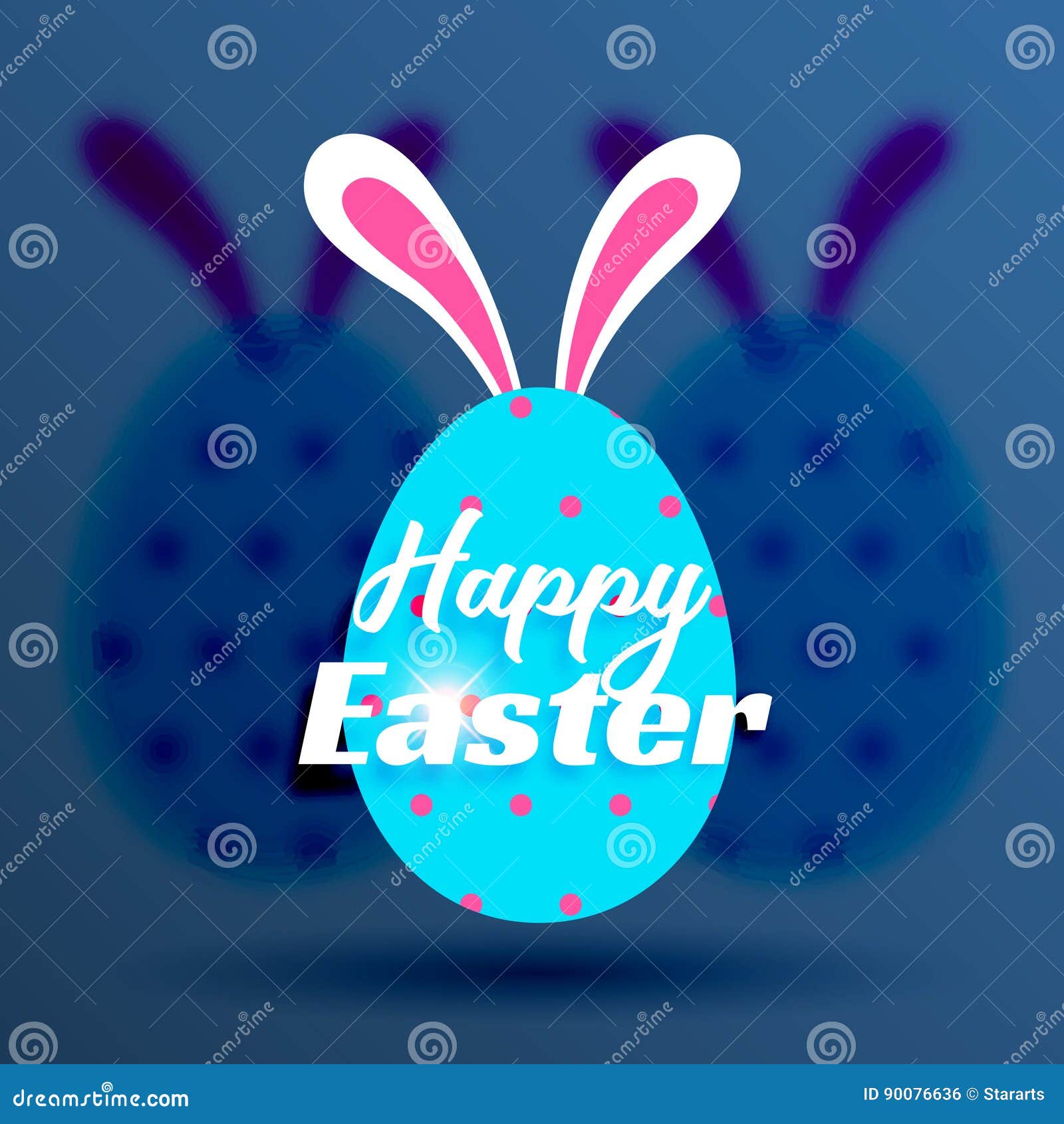 Cute Happy Easter Lettering With Bunny Ears Stock Vector Illustration