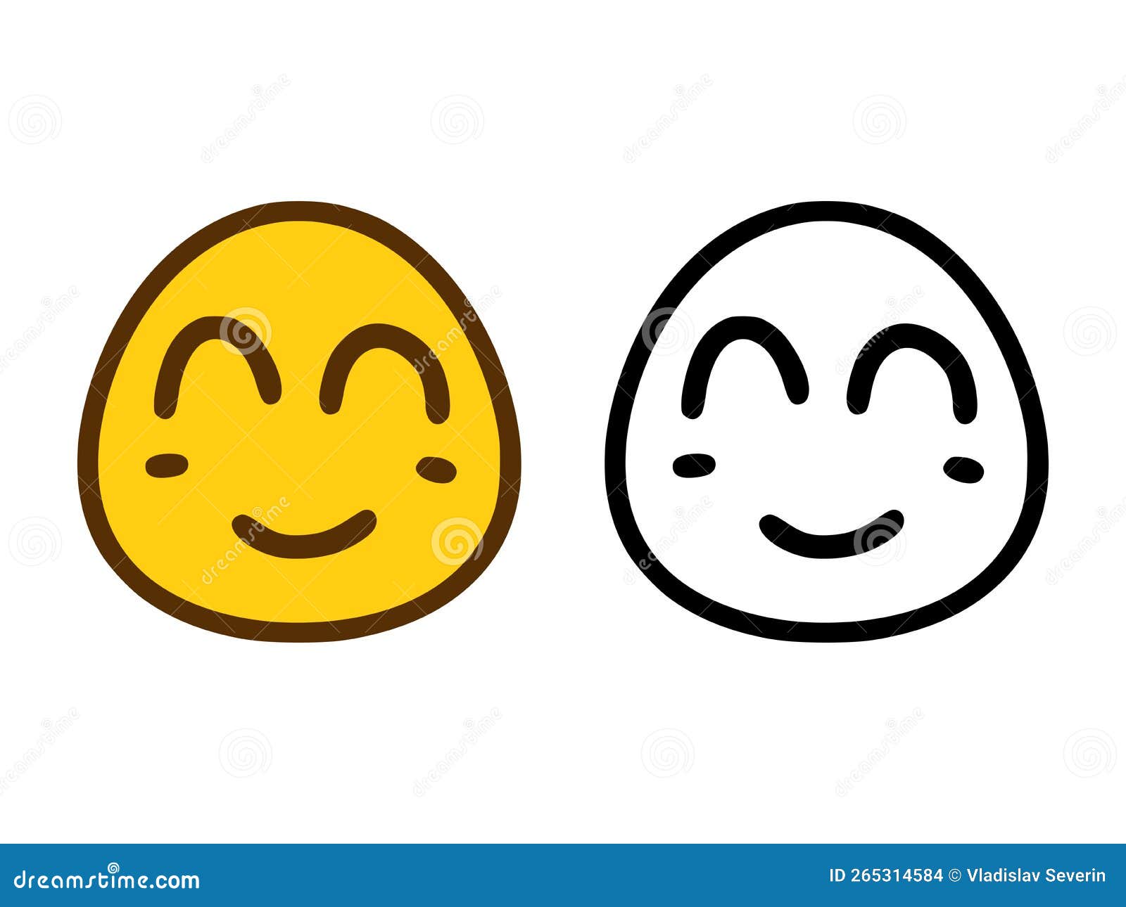 Cute Happy Face Emoticon in Two Style Stock Vector - Illustration of ...