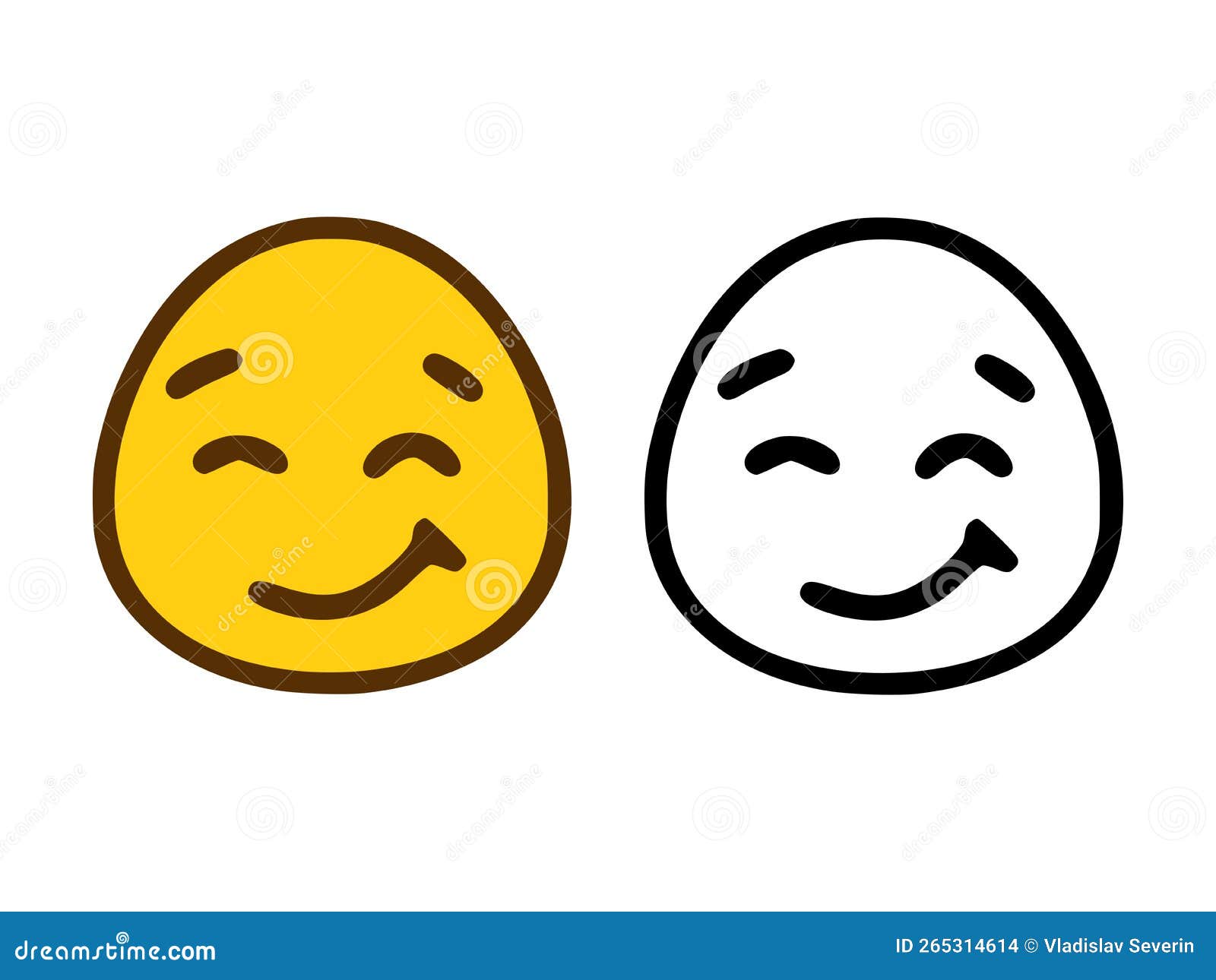 Cute Happy Face Emoticon in Two Style Stock Vector - Illustration of ...