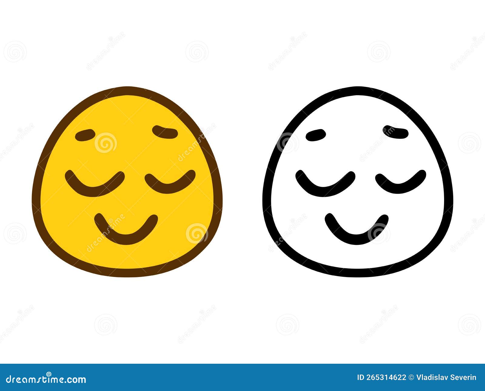 Cute Happy Face Emoticon in Two Style Stock Vector - Illustration of ...