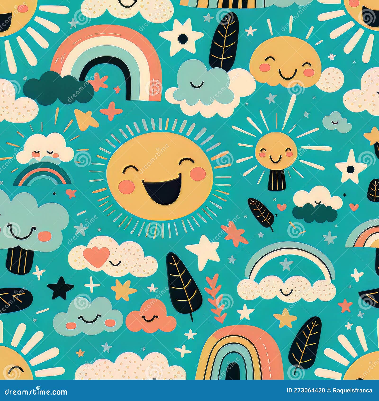 Cute and Happy Fantasy Background Pattern Stock Illustration ...