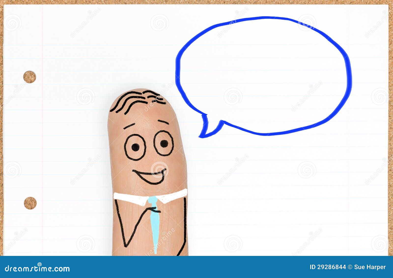Cute Happy Finger Face Person with Speech Bubble Stock Photo - Image of ...