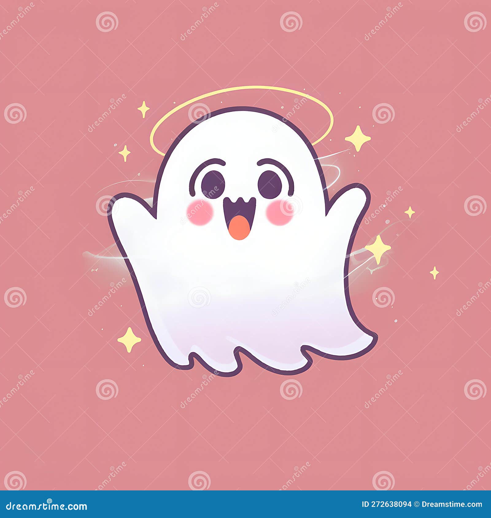 A Cute Happy Ghost Generated by Ai Stock Illustration - Illustration of ...