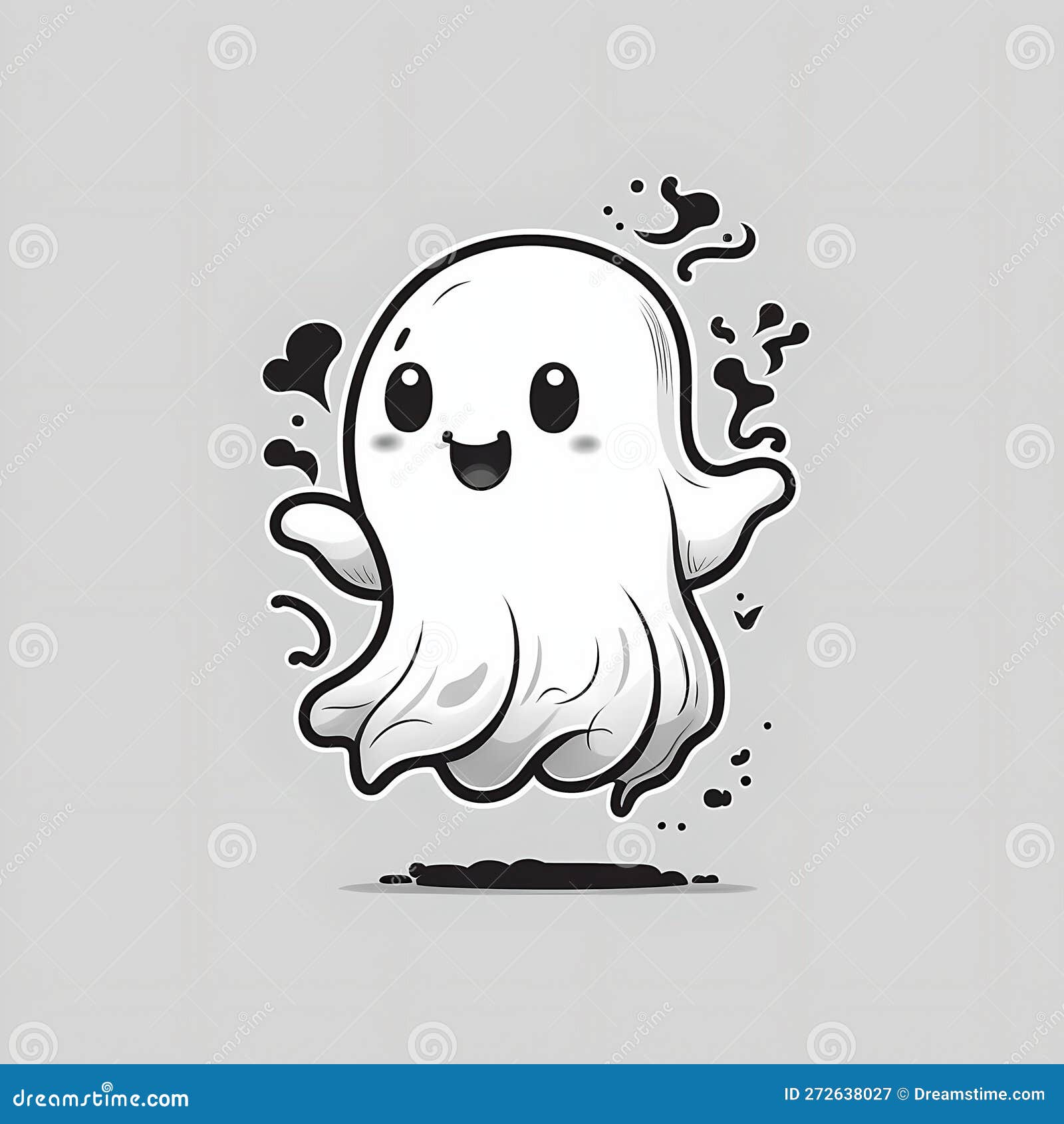 A Cute Happy Ghost Generated by Ai Stock Illustration - Illustration of ...