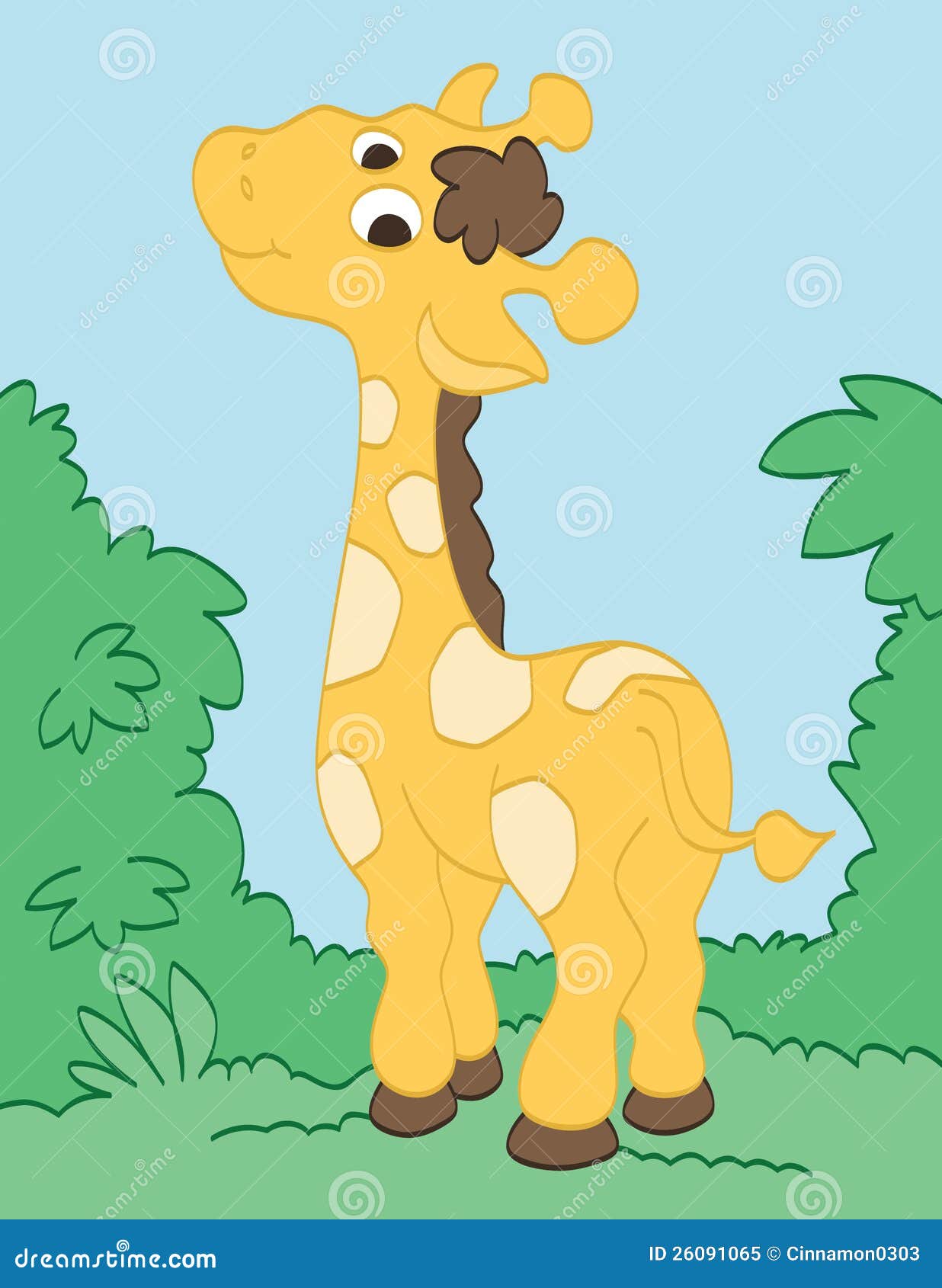 Cute Happy Giraffe stock vector. Illustration of bushes - 26091065