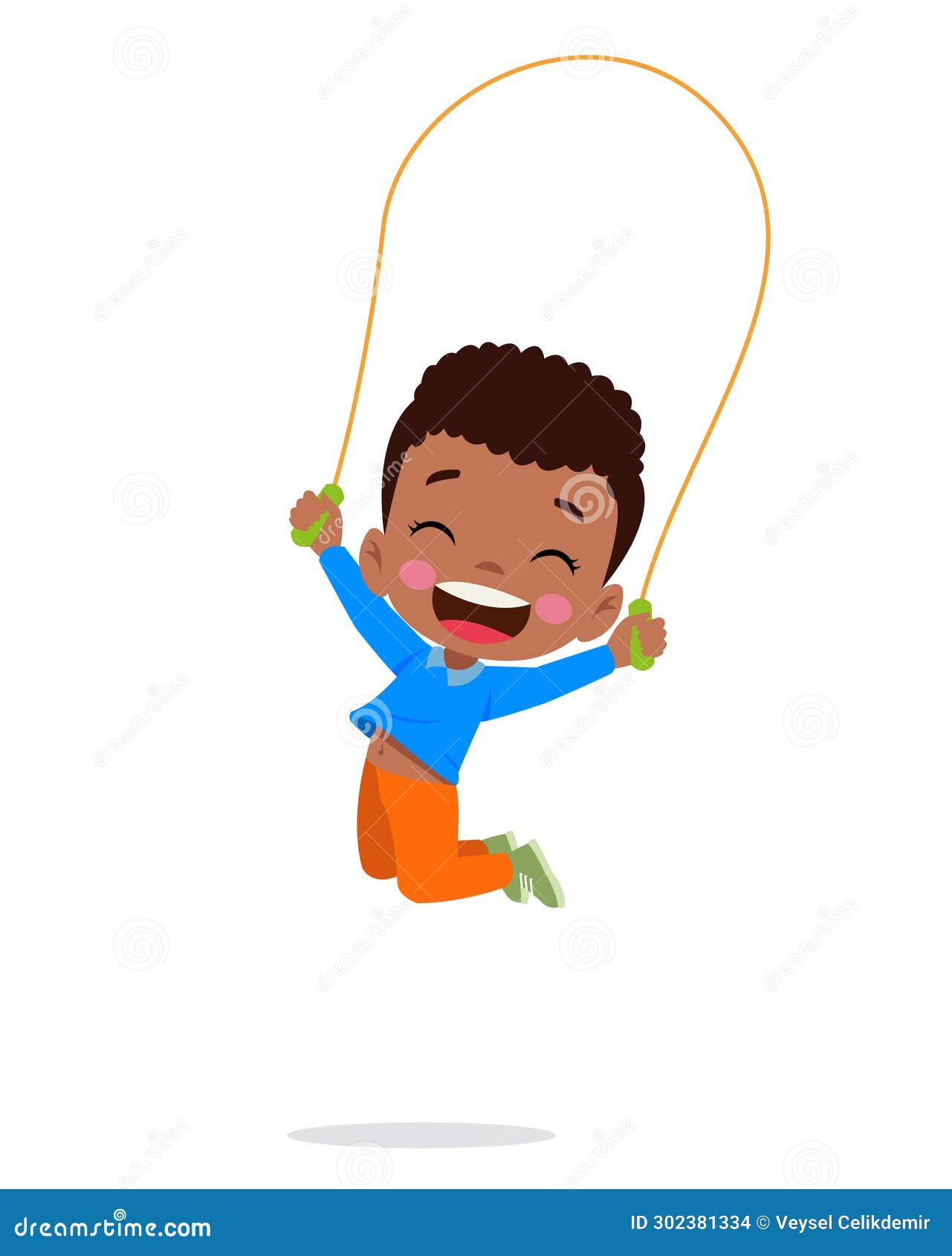 Cute and Happy Kids Jumping Rope Stock Illustration - Illustration of ...