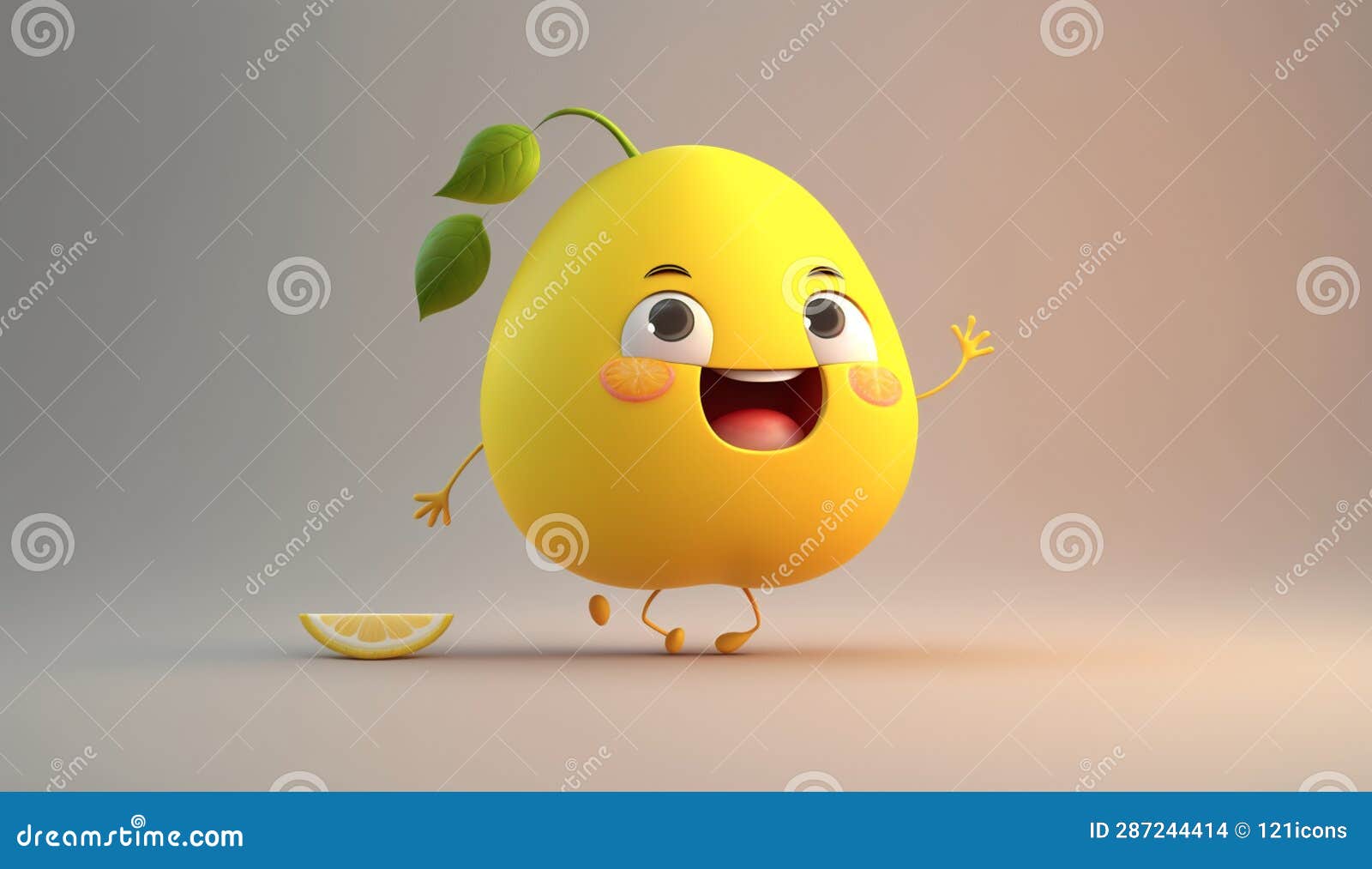 Cute Happy Lemon Cartoon Character. Generative AI Stock Illustration ...