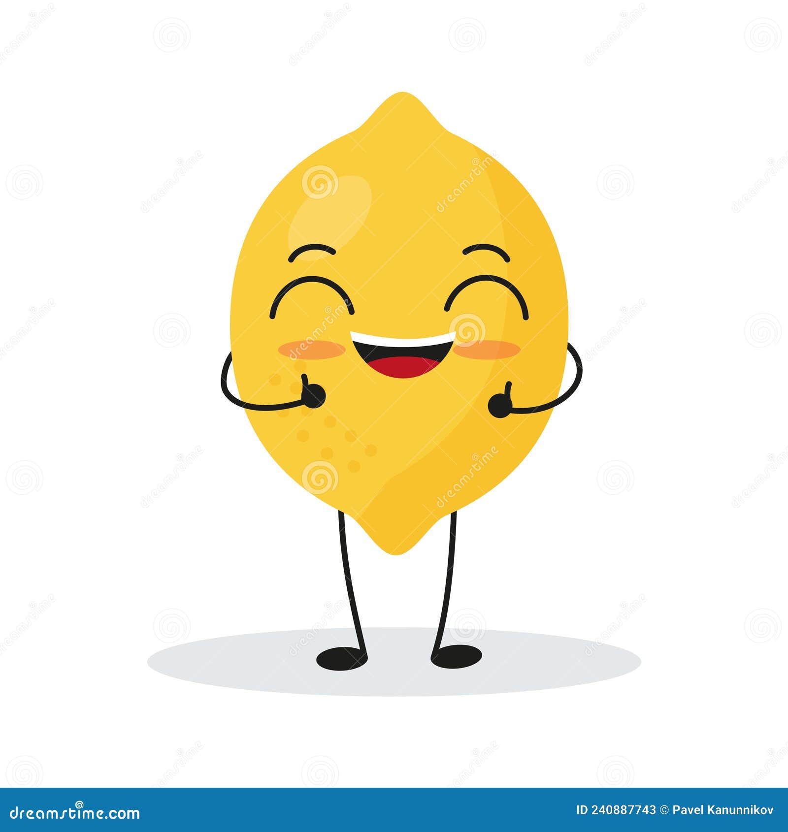 Cute Happy Lemon Character. Funny Fruit Emoticon in Flat Style Stock ...