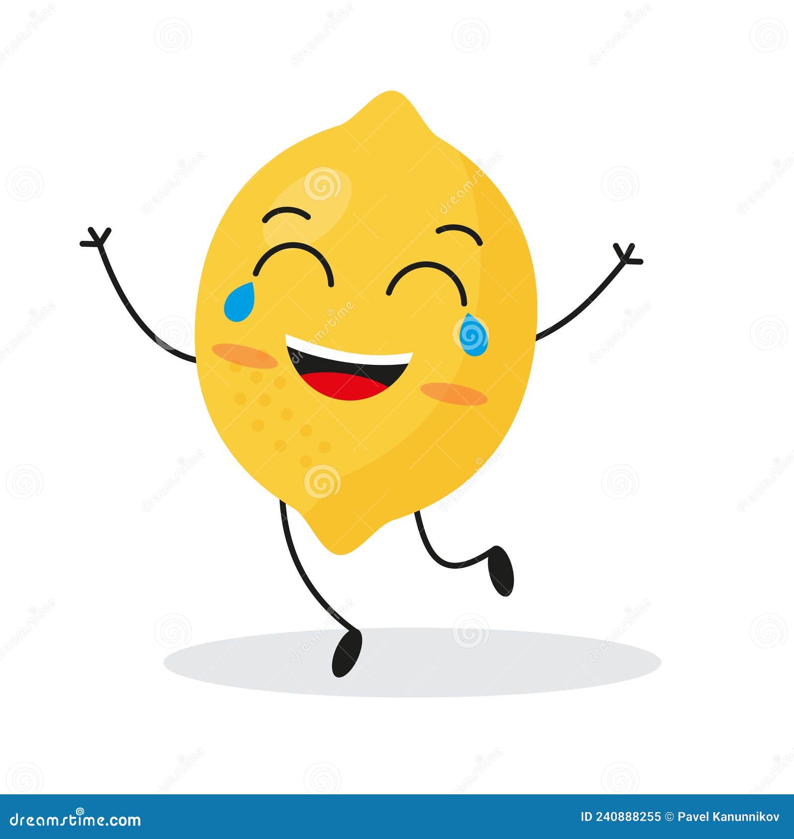 Cute Happy Lemon Character. Funny Fruit Emoticon in Flat Style Stock ...