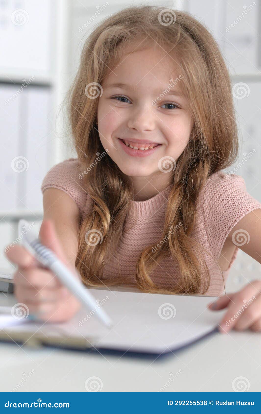 Cute and Happy Little Girl Children Using Laptop Computer Stock Photo ...