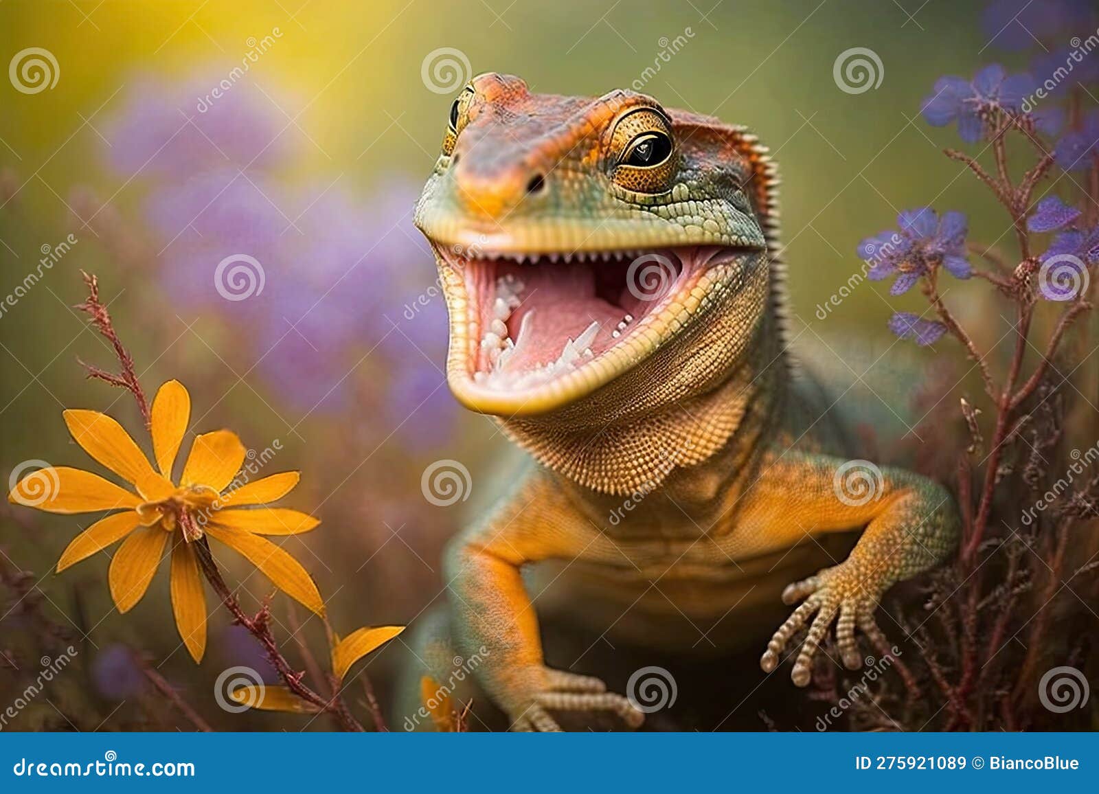 A cute happy lizard stock illustration. Illustration of fantasy - 275921089