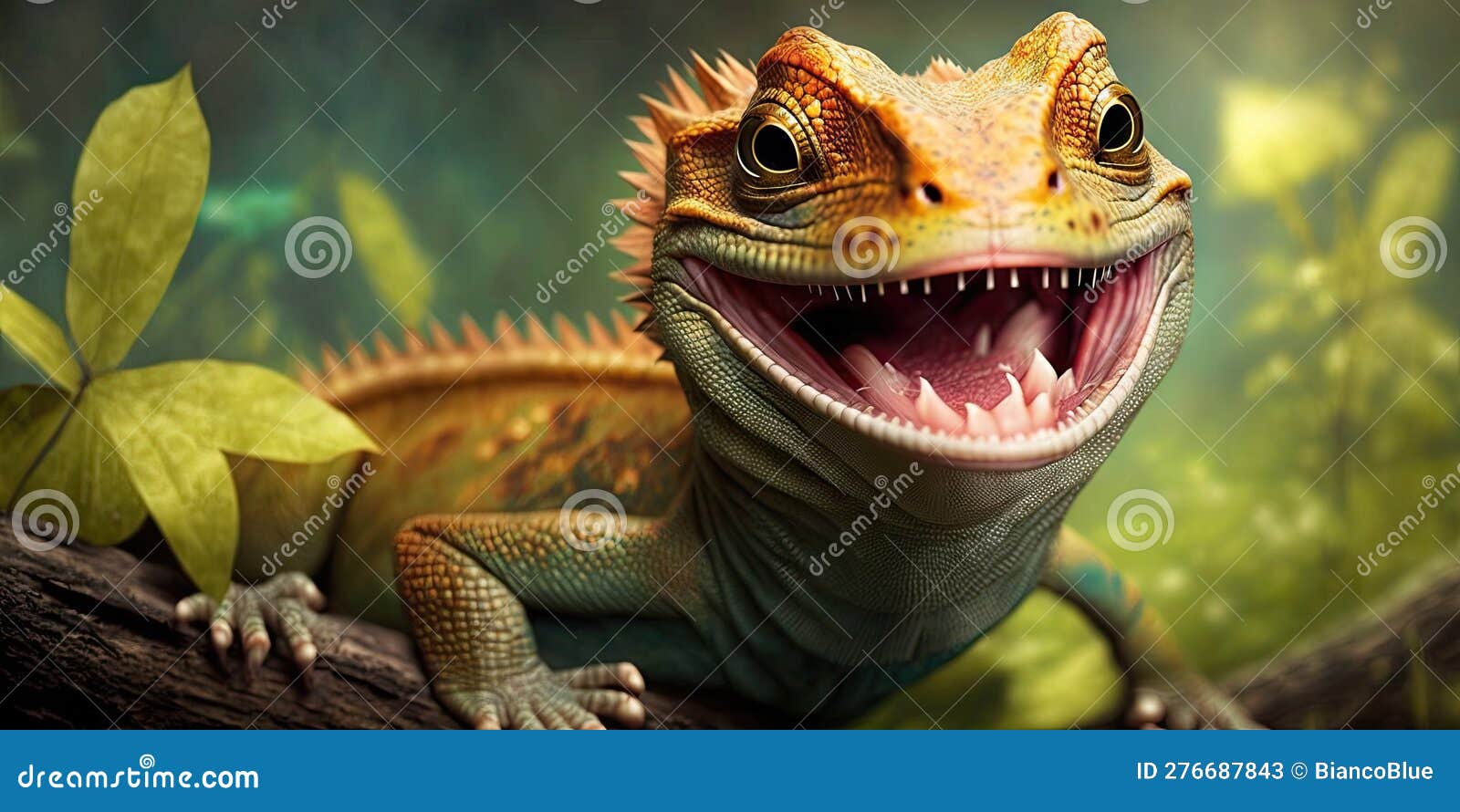 A cute happy lizard stock illustration. Illustration of blur - 276687843