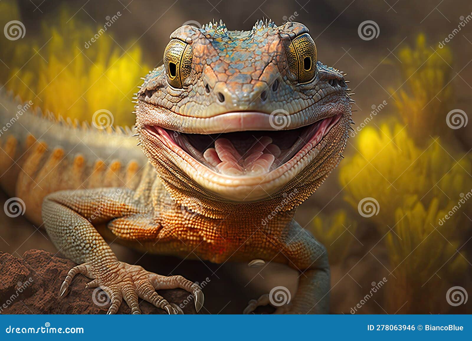 A cute happy lizard stock photo. Image of environment - 278063946