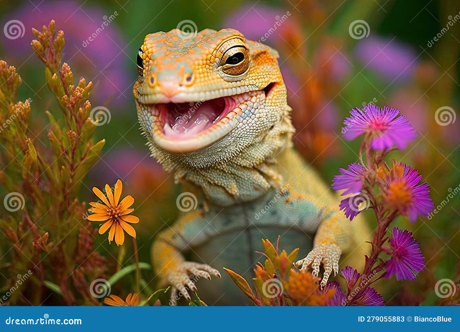 A cute happy lizard stock illustration. Illustration of smile - 279055883
