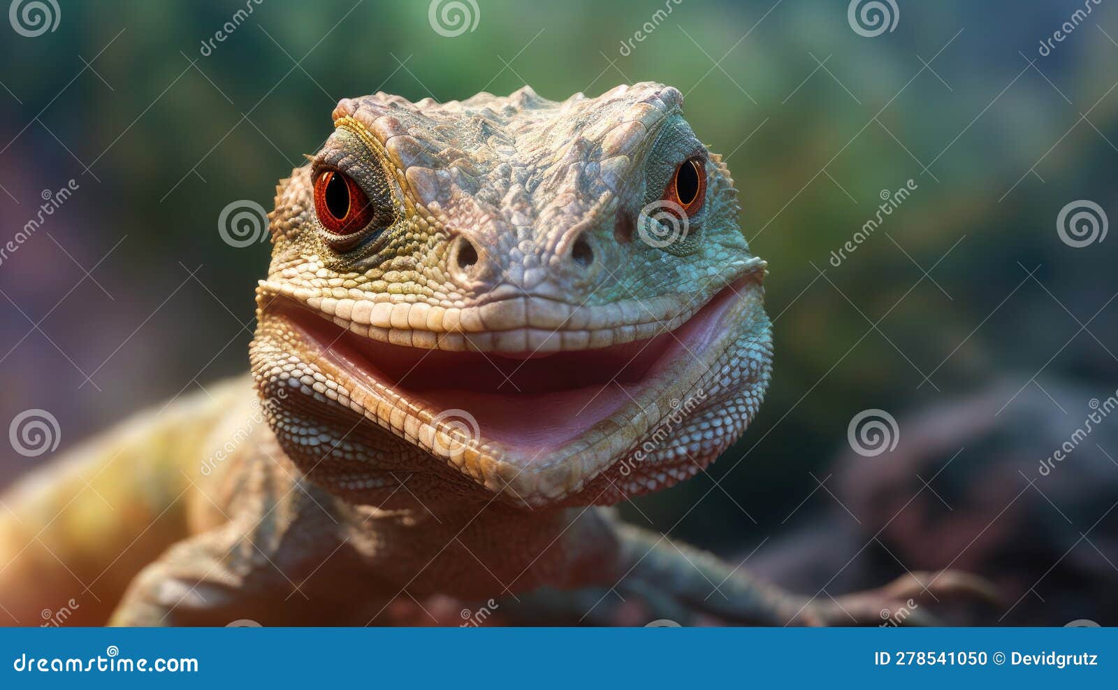 A Cute Happy Lizard. Generative AI Stock Illustration - Illustration of ...