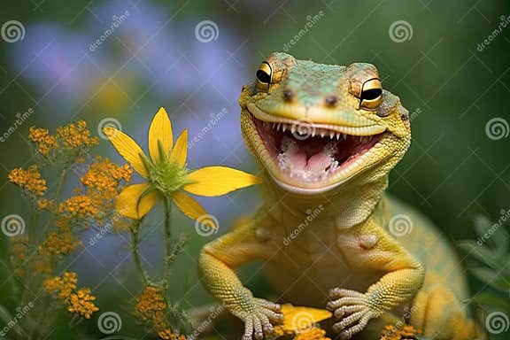 A cute happy lizard stock illustration. Illustration of friendly ...
