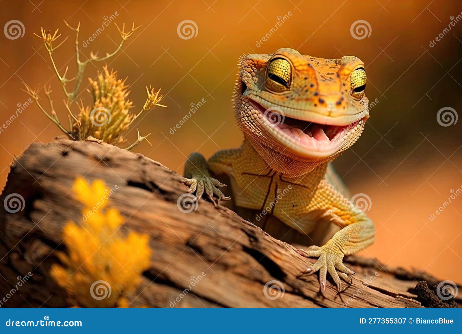 A cute happy lizard stock illustration. Illustration of color - 277355307