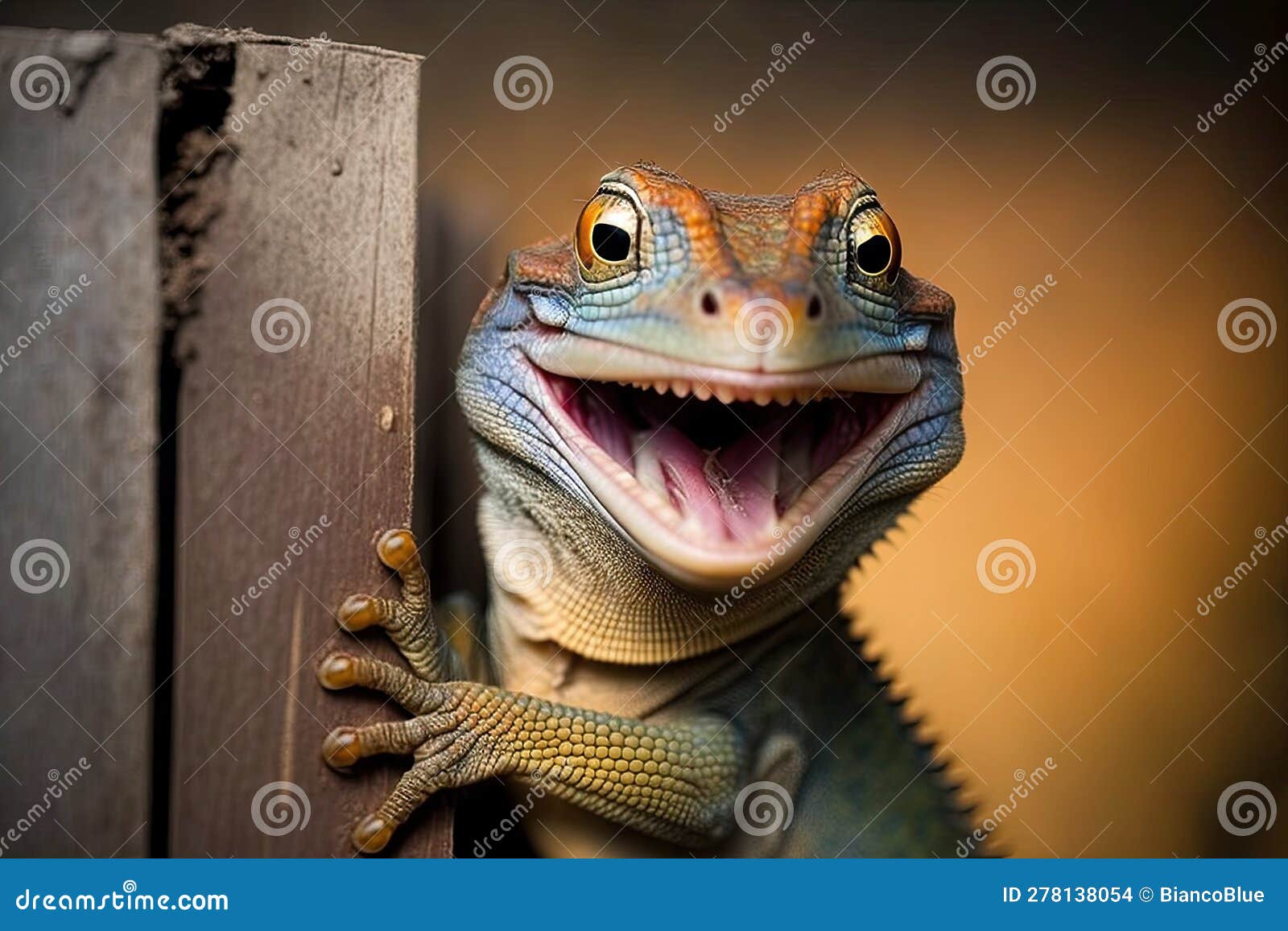 A cute happy lizard stock illustration. Illustration of flora - 278138054