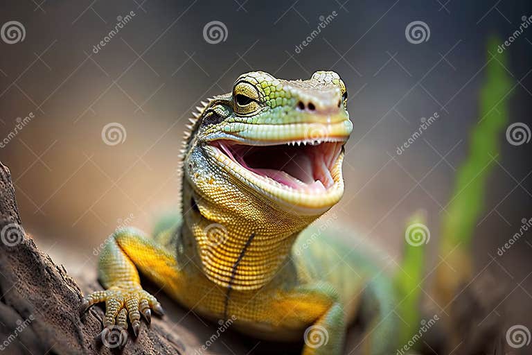 A cute happy lizard stock illustration. Illustration of background ...