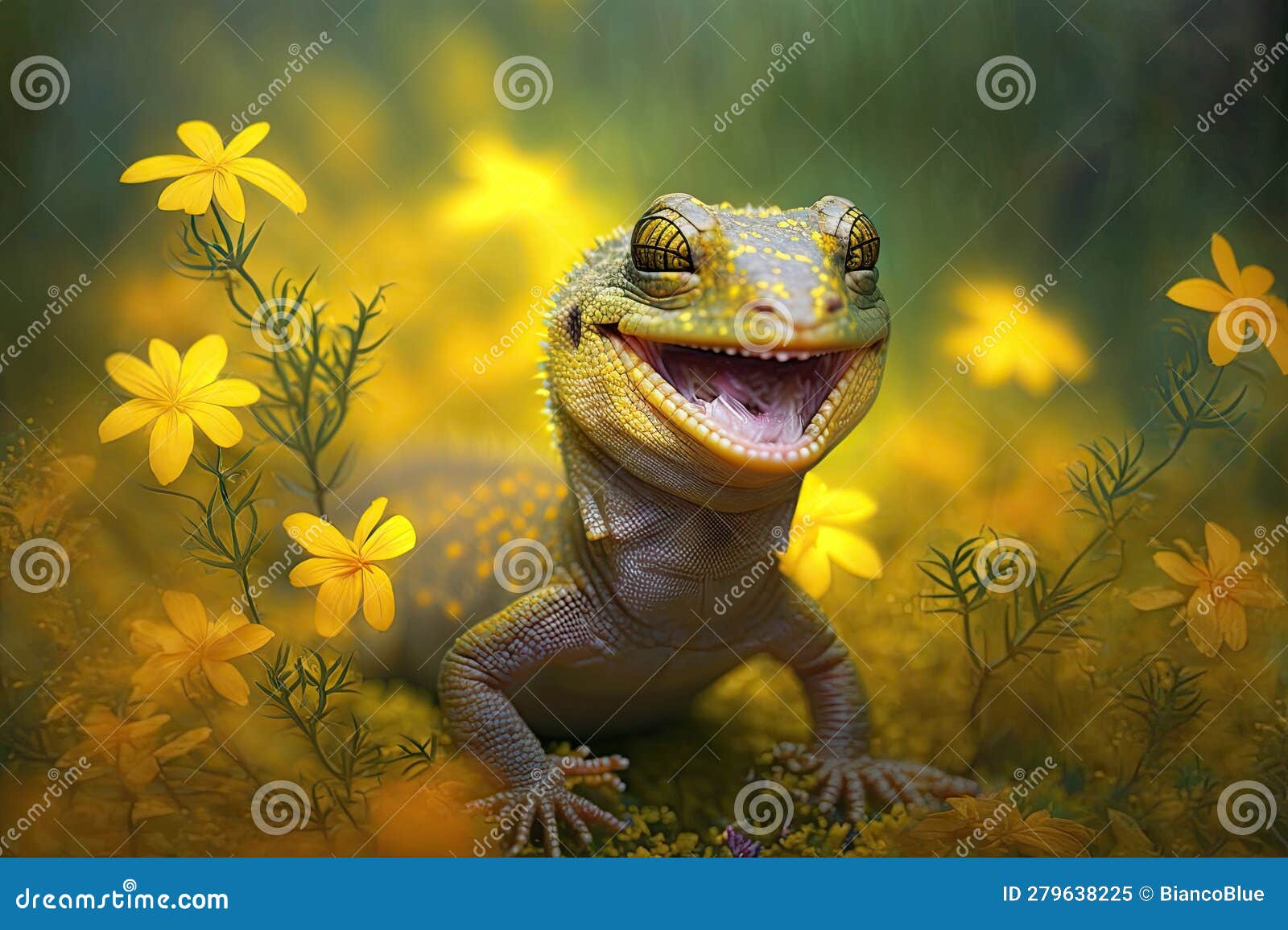 A cute happy lizard stock illustration. Illustration of smile - 279638225