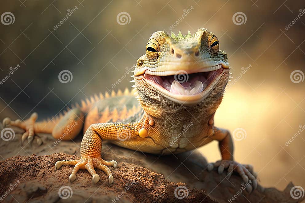 A cute happy lizard stock illustration. Illustration of jungle - 279668538