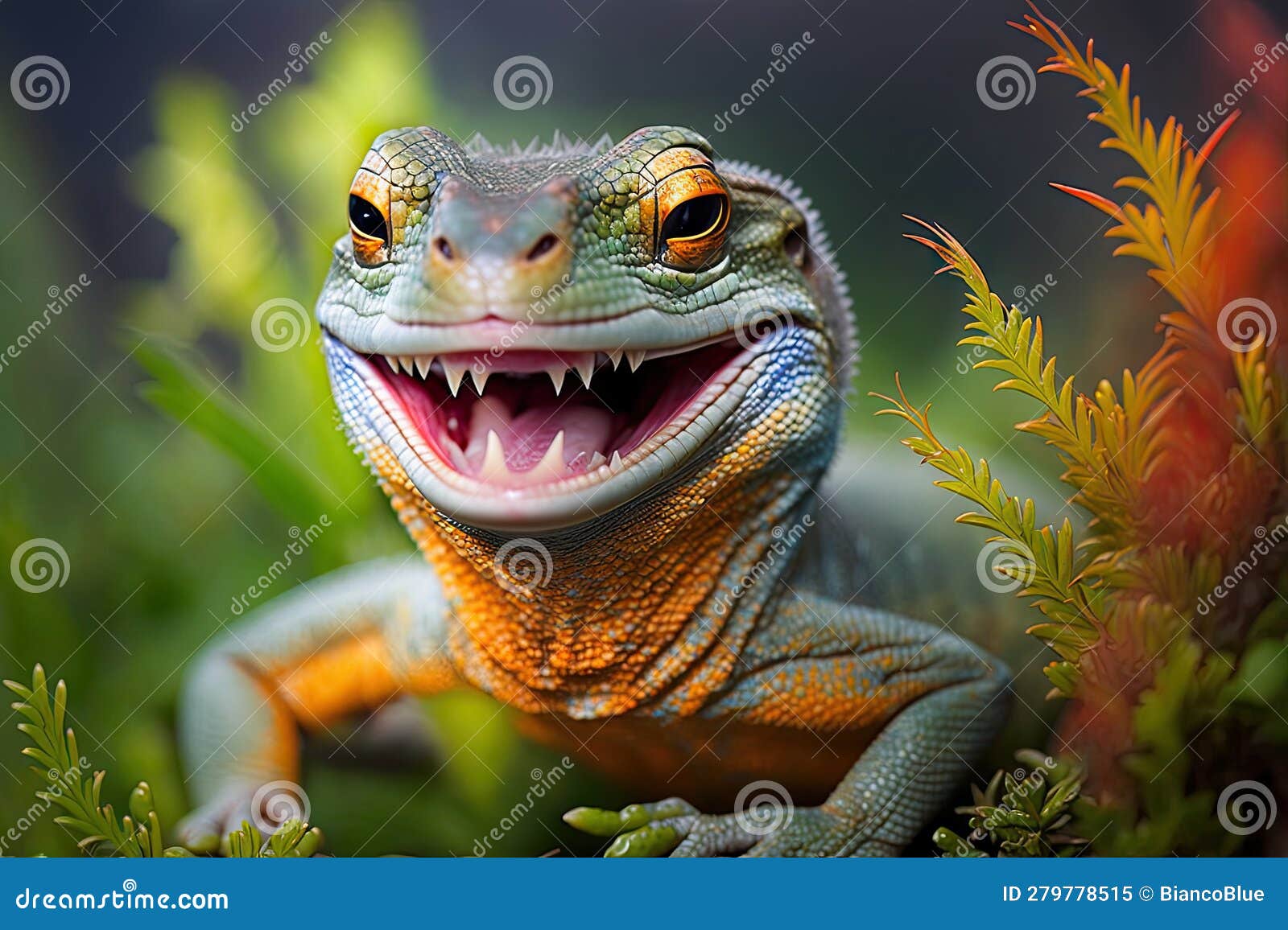 A cute happy lizard stock illustration. Illustration of sweet - 279778515