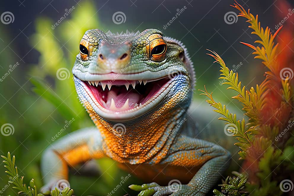 A cute happy lizard stock illustration. Illustration of sweet - 279778515