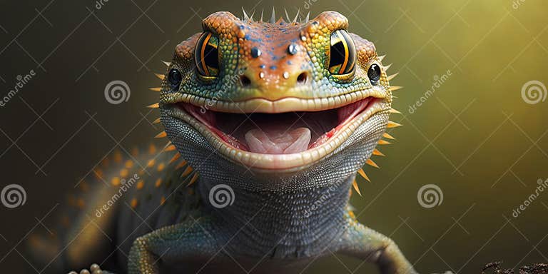 A cute happy lizard stock illustration. Illustration of reptile - 280457290