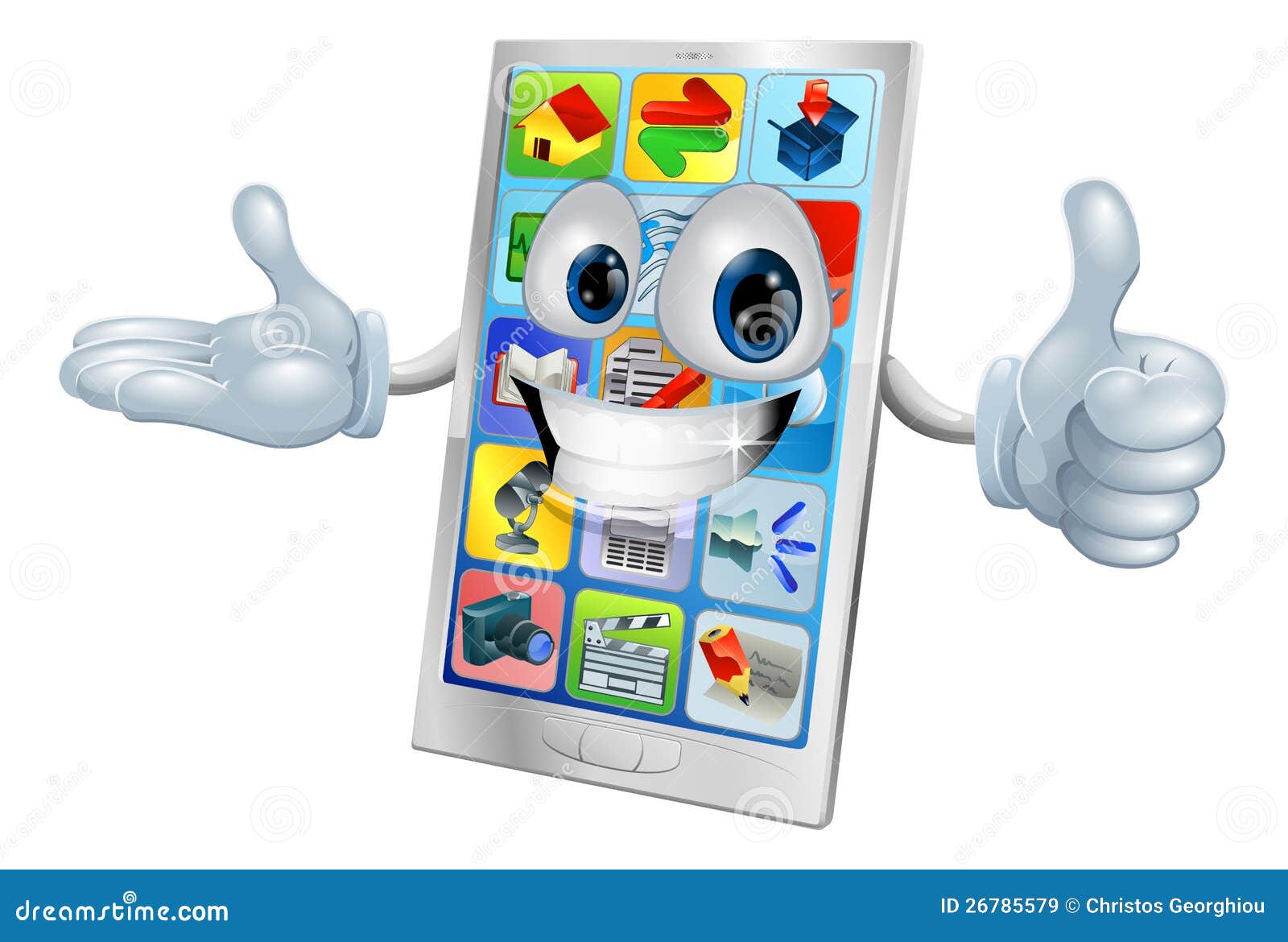 Cute Happy Mobile Phone Person Stock Vector - Illustration of gadget ...