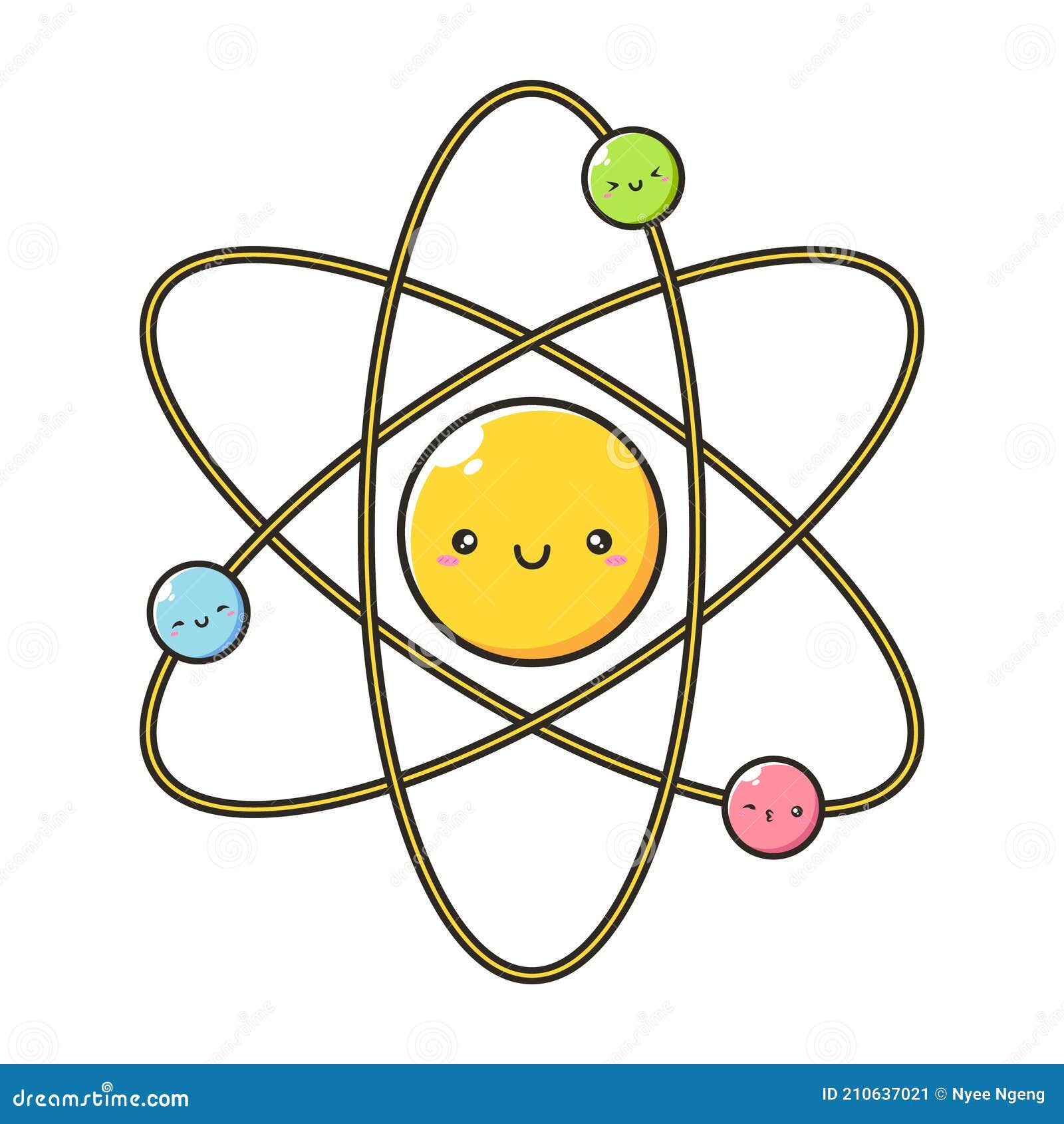 Cute Happy of Molecular Character Stock Vector - Illustration of ...